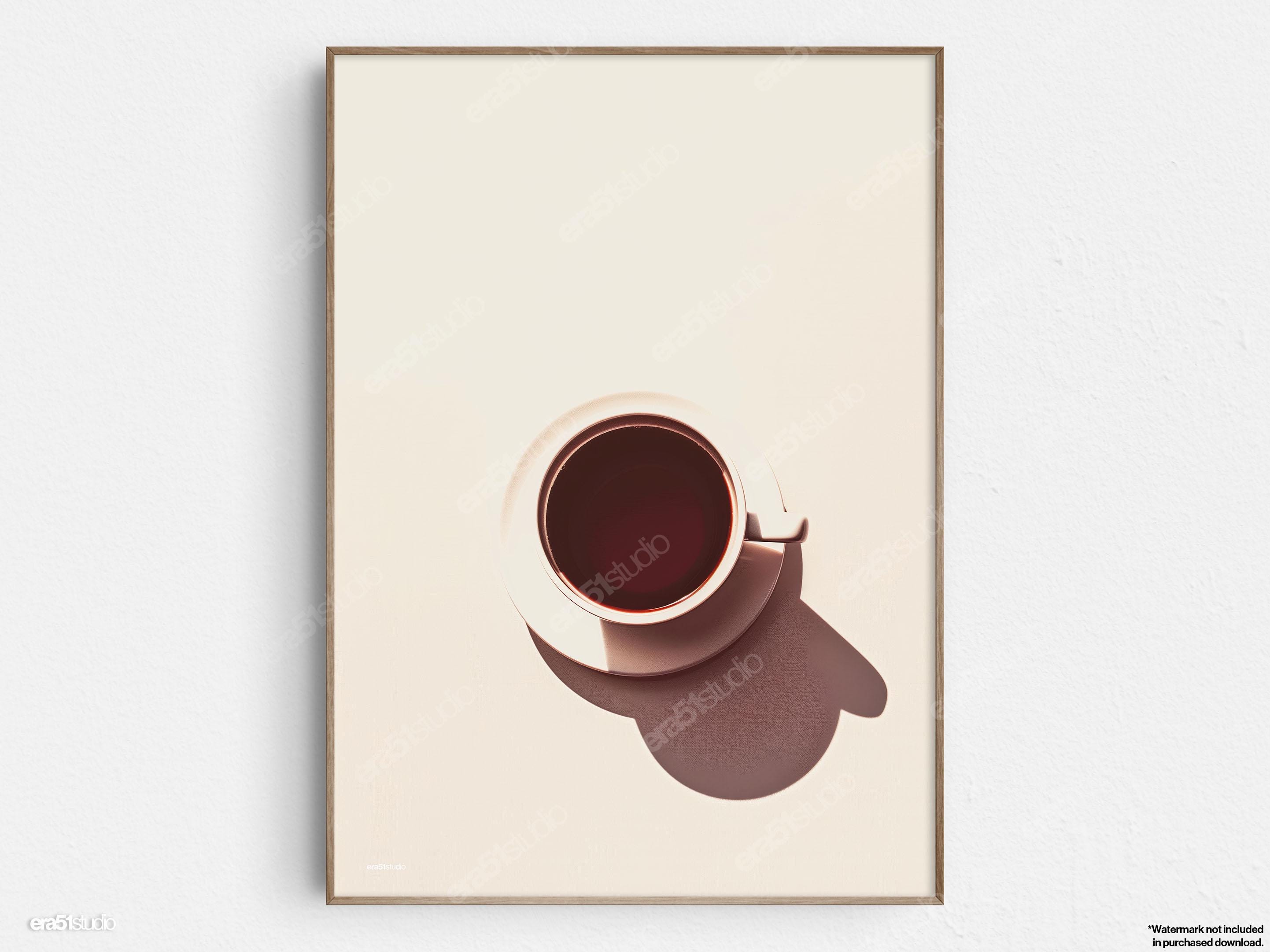 Minimalist Coffee Cup Shadow - Original Mid-century Modern Minimalist ...