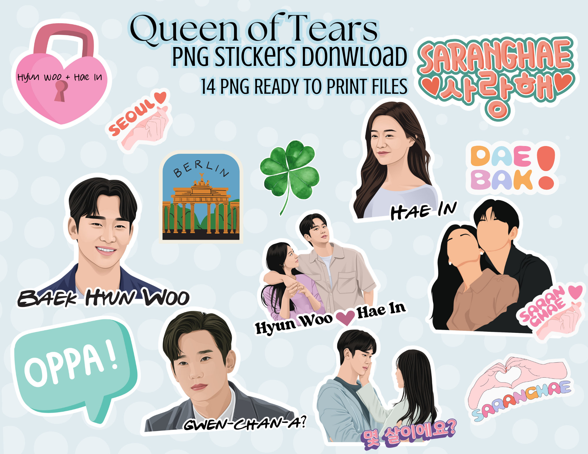 Queen of Tears Sticker Bundle | 14 PNG Files | Stickers Ready to Print ...