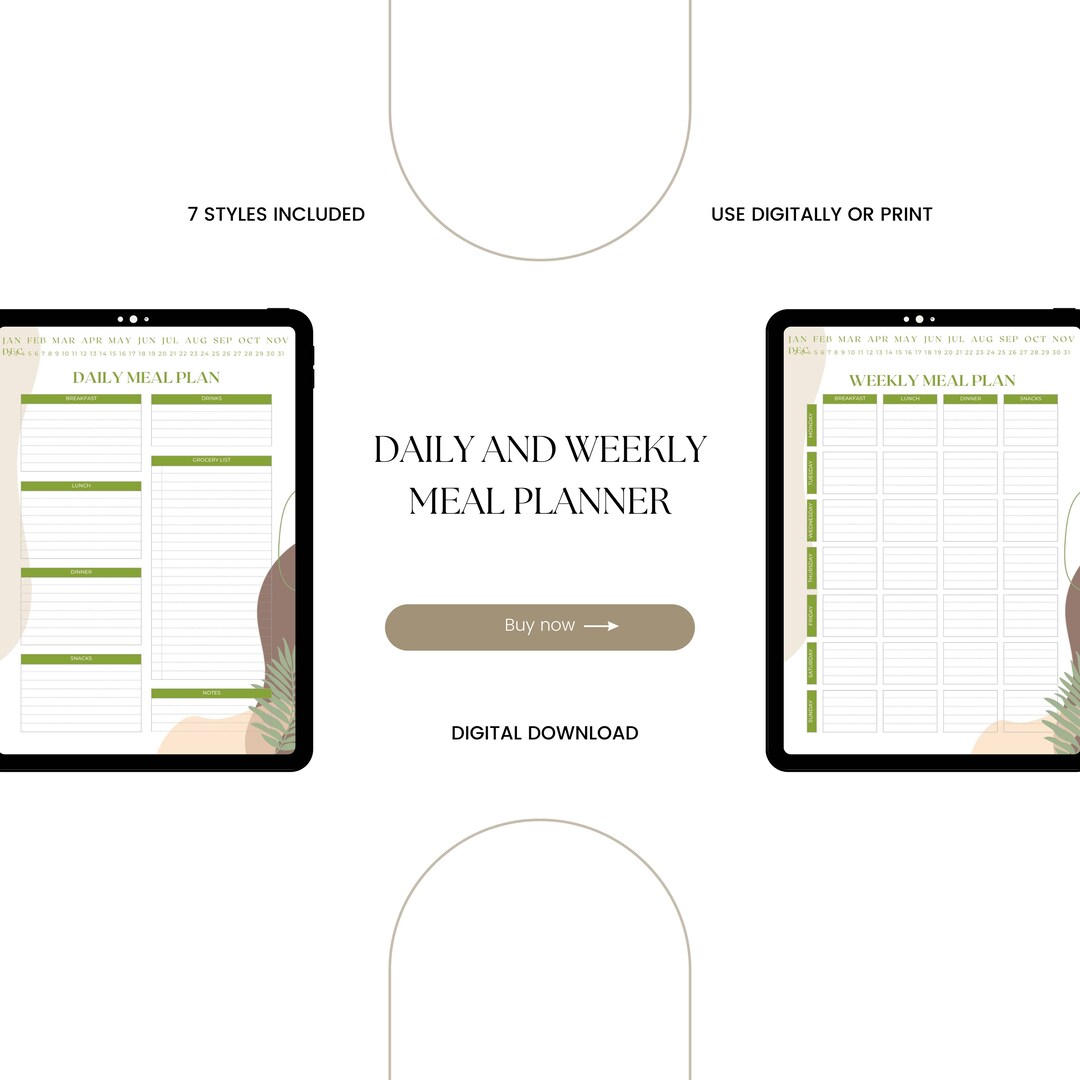 Daily and Weekly Meal Planner Nutrition and Health Tracker Meal Prep ...