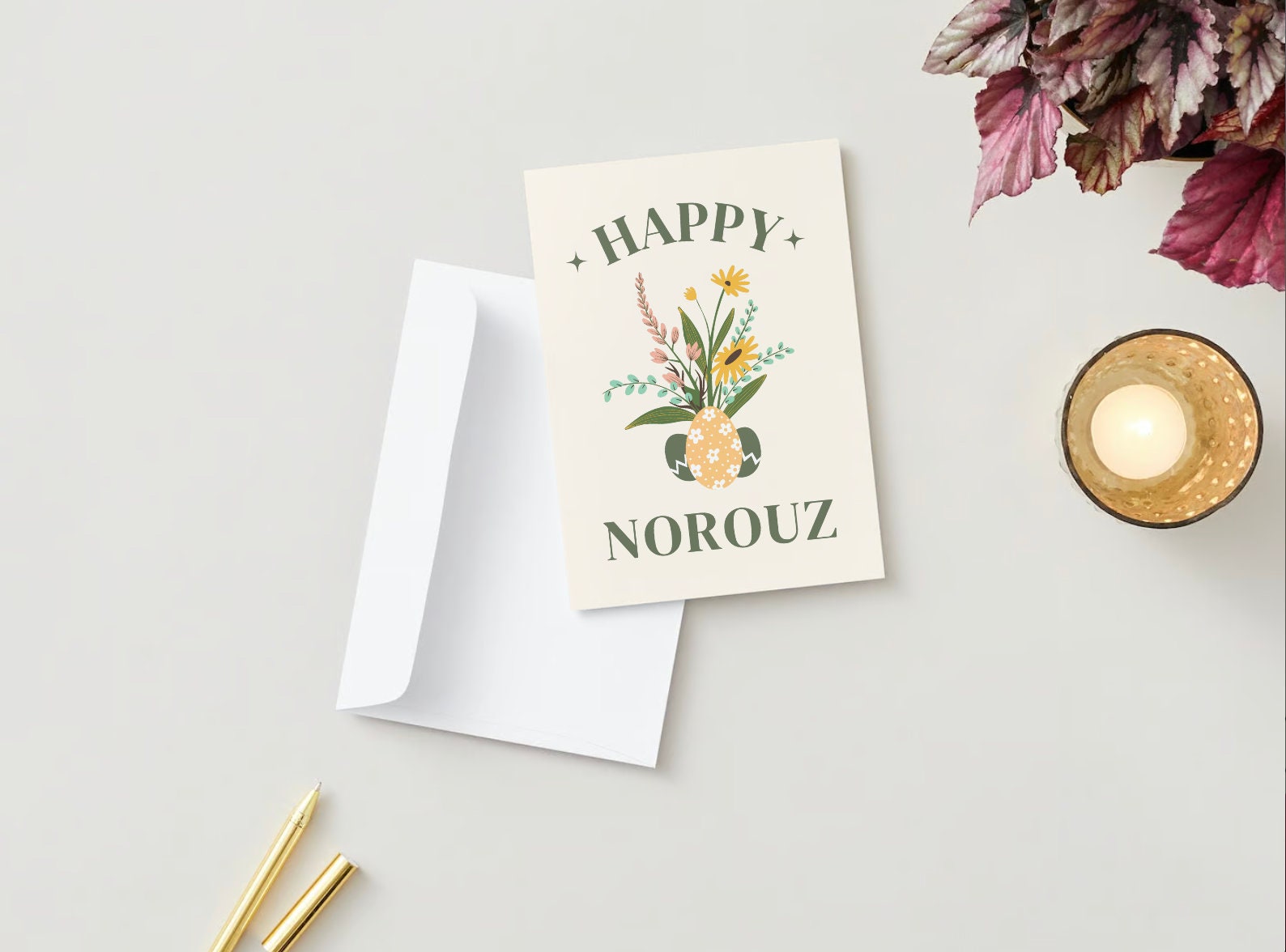 Folded "happy Norouz" Cards to Celebrate Persian New Year, 4'x5.5 ...