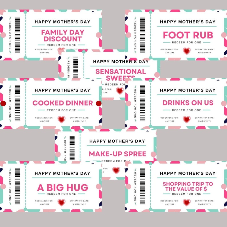 Editable Mother's Day Voucher Template coupon Template - Etsy