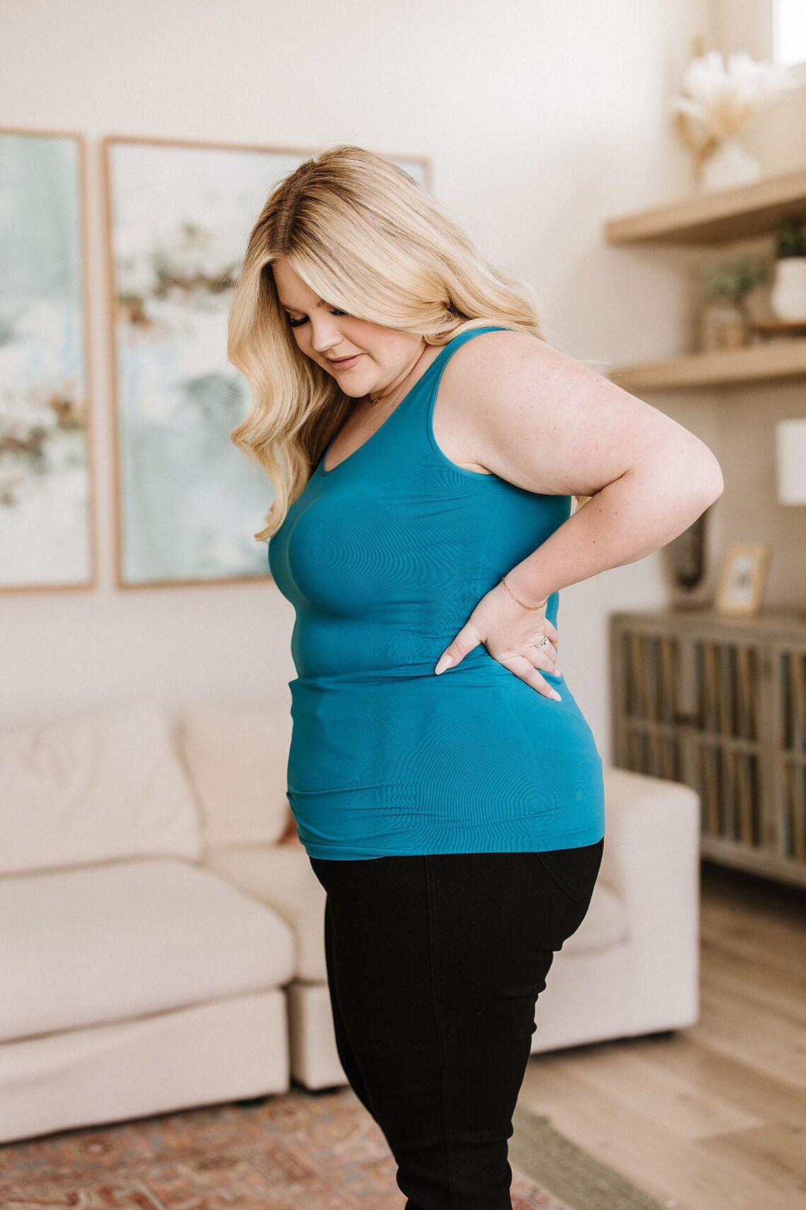 The Basics Reversible Longline Tank in Dark Teal - Etsy