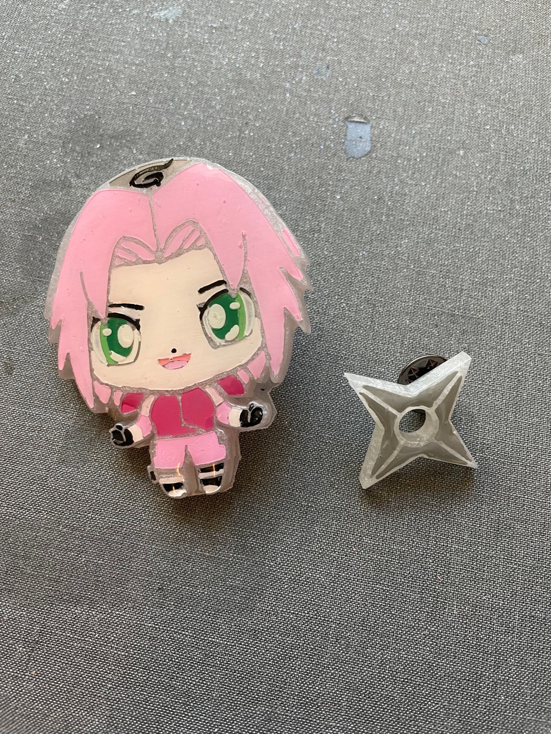 Pin Set Pink Haired Ninja and Ninja Star - Etsy