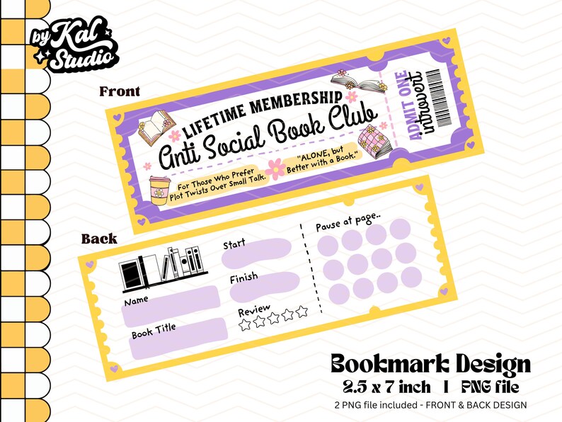 Anti Social Book Club Bookmark, Printable Bookmark, Gifts for Introvert ...