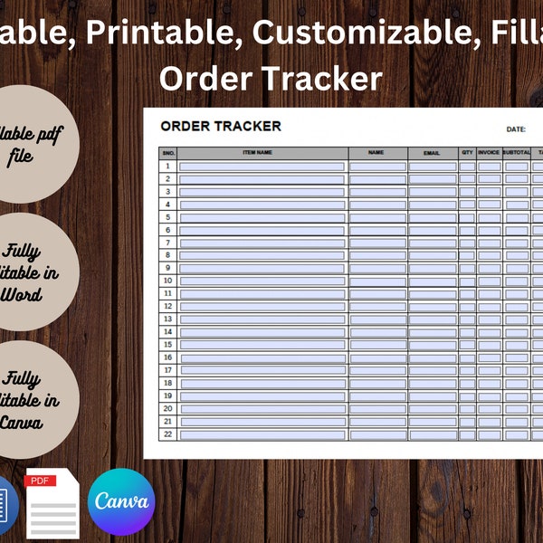 Order Tracking Sheet - Etsy