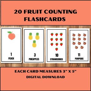 Printable Fruit Flashcards, Counting Flashcards, Number Flashcards ...