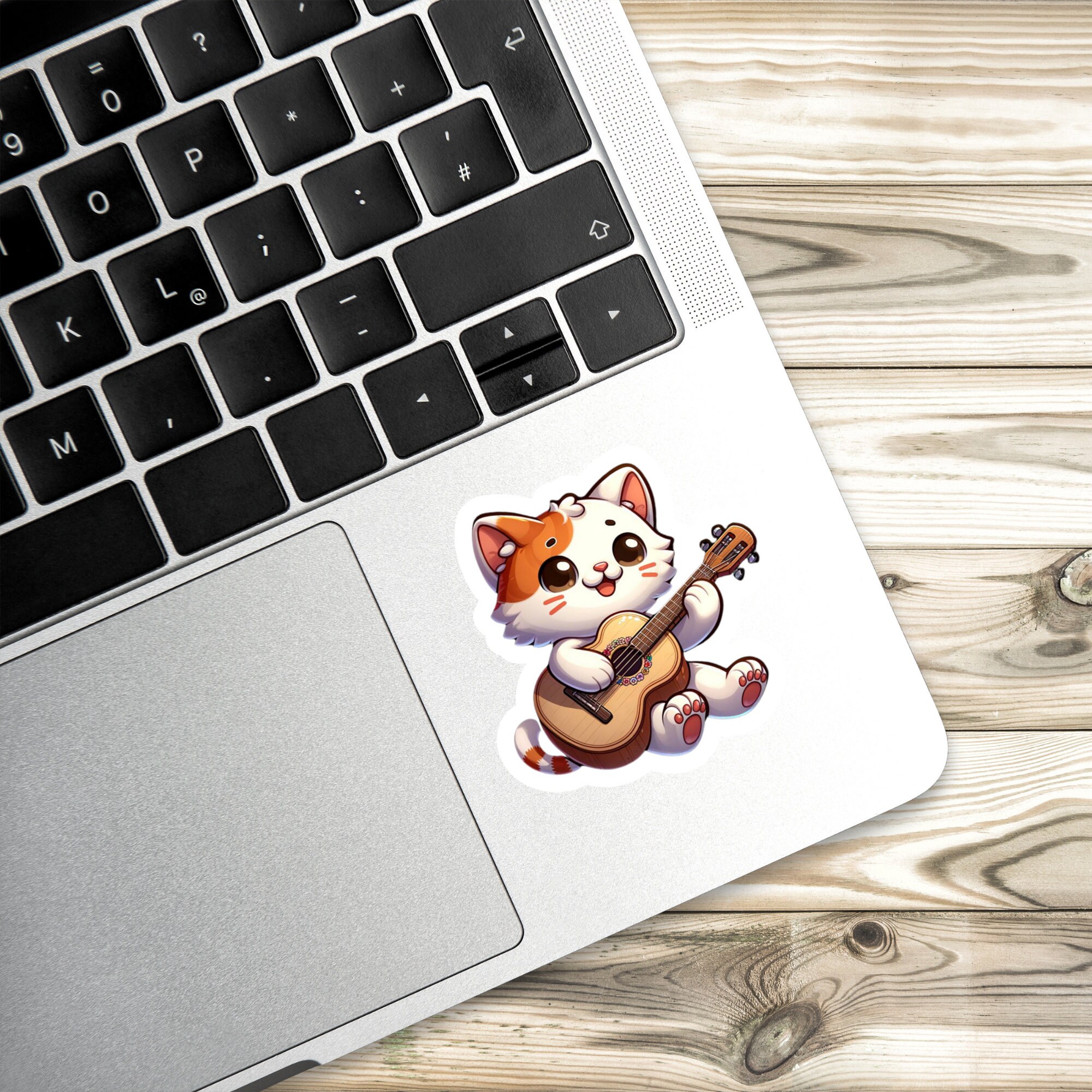 Cat Playing Guitar Sticker, Funny Cat, Cute Cat, Music, Guitar, Laptop ...