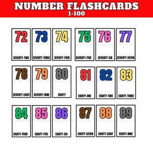 Printable Number Flashcards, Numbers 1-100, Counting Flashcards ...