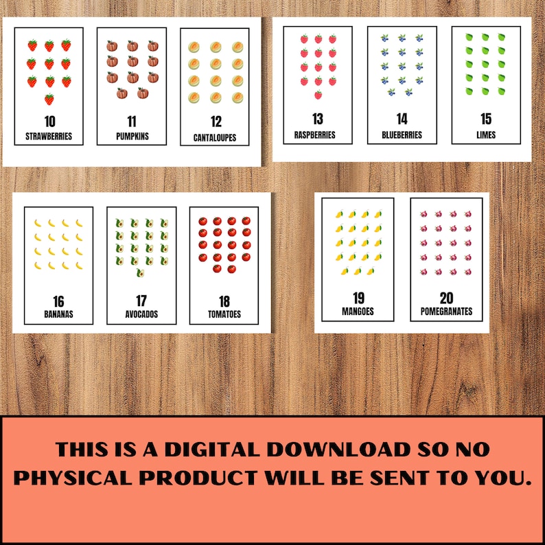 Printable Fruit Flashcards, Counting Flashcards, Number Flashcards ...