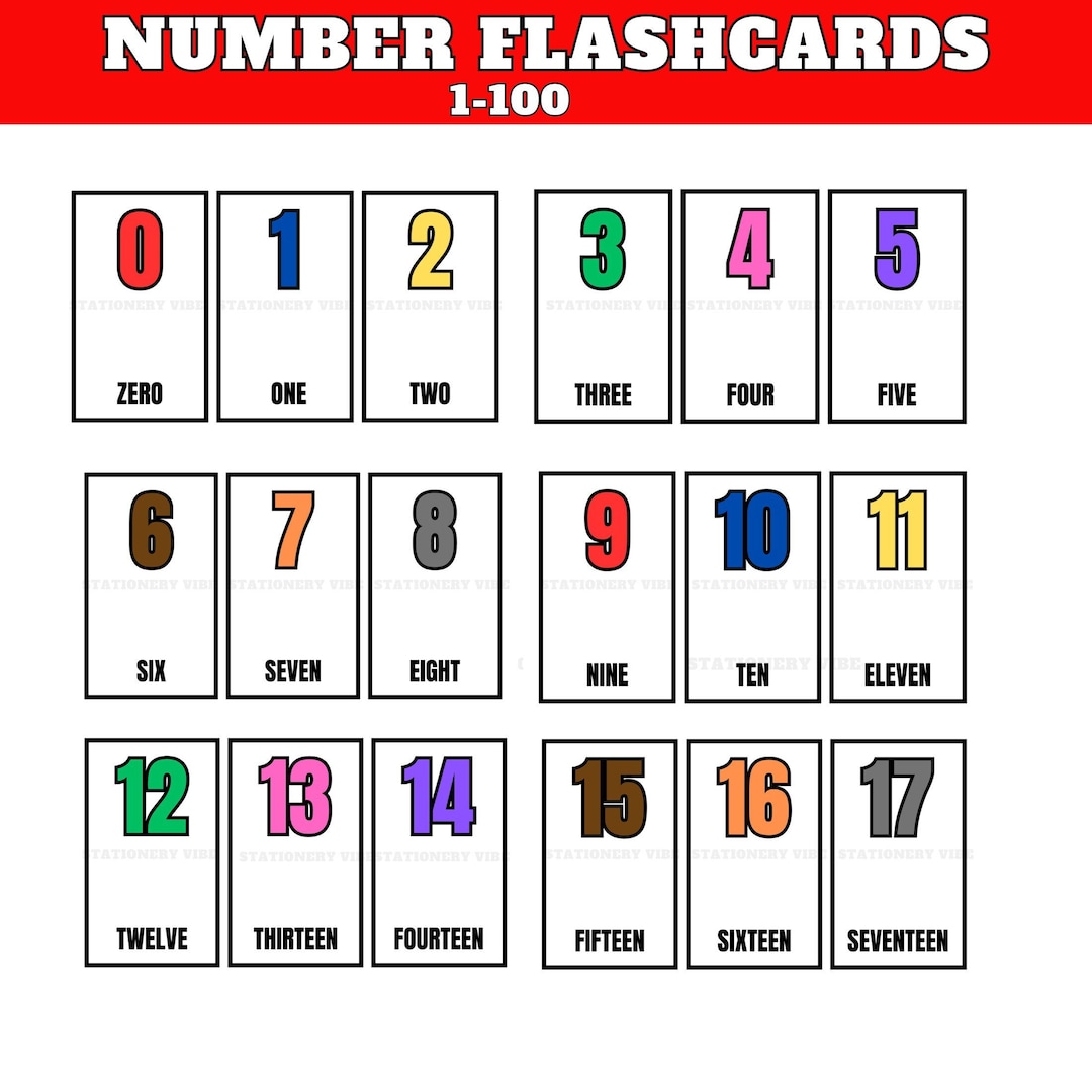 Printable Number Flashcards, Numbers 1-100, Counting Flashcards ...