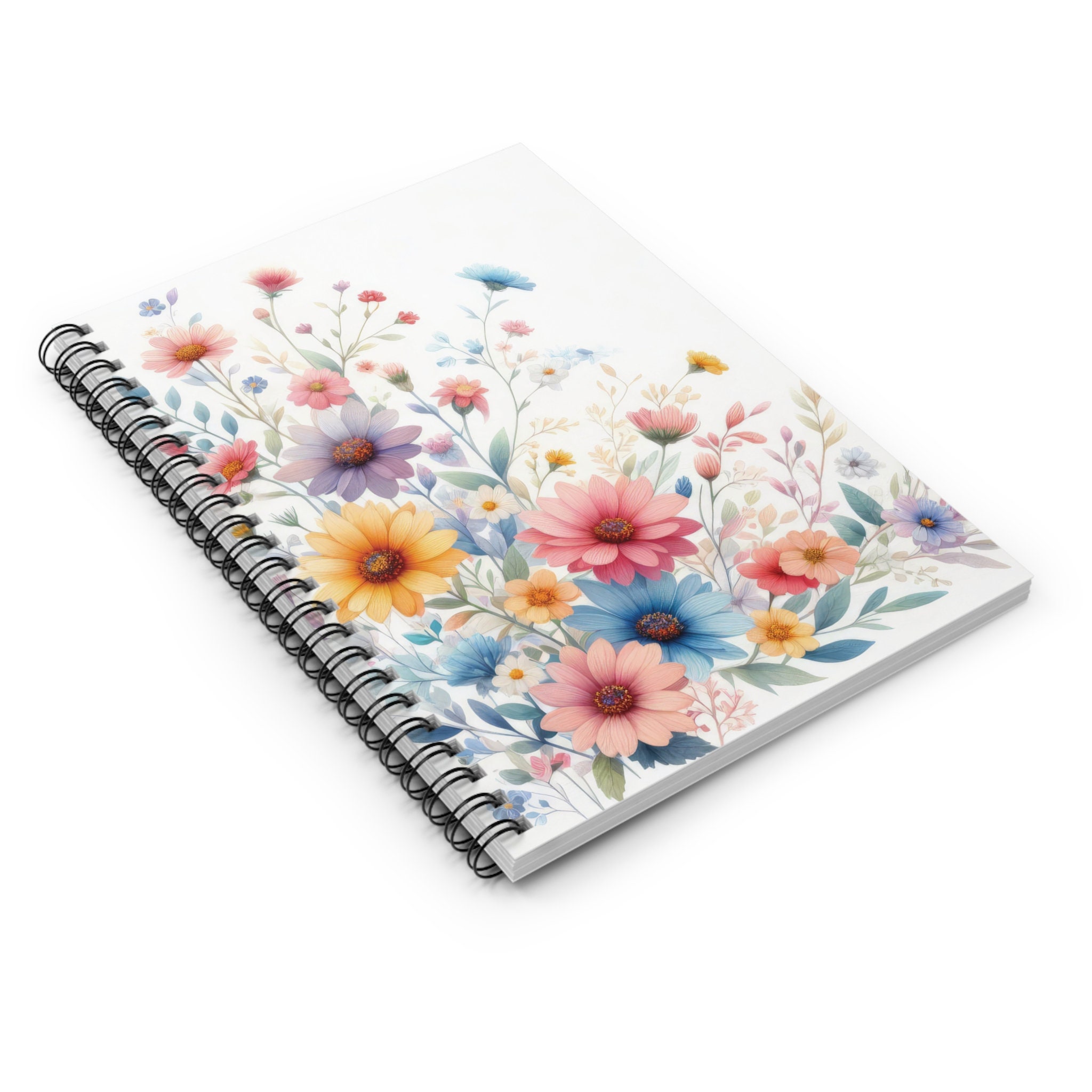 Pastel Flower Spiral Notebook, Ruled Line, Journal, Diary, Aesthetic ...