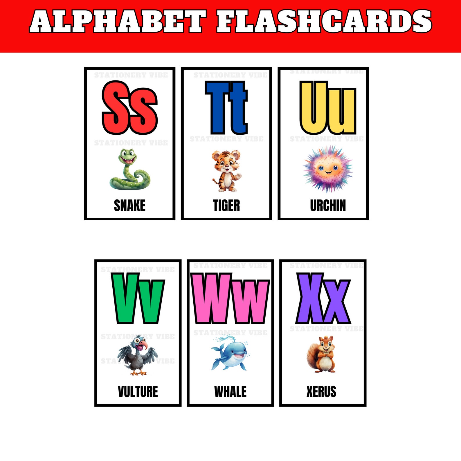 Printable Alphabet Flashcards ABC Animal Flashcards Letter - Etsy