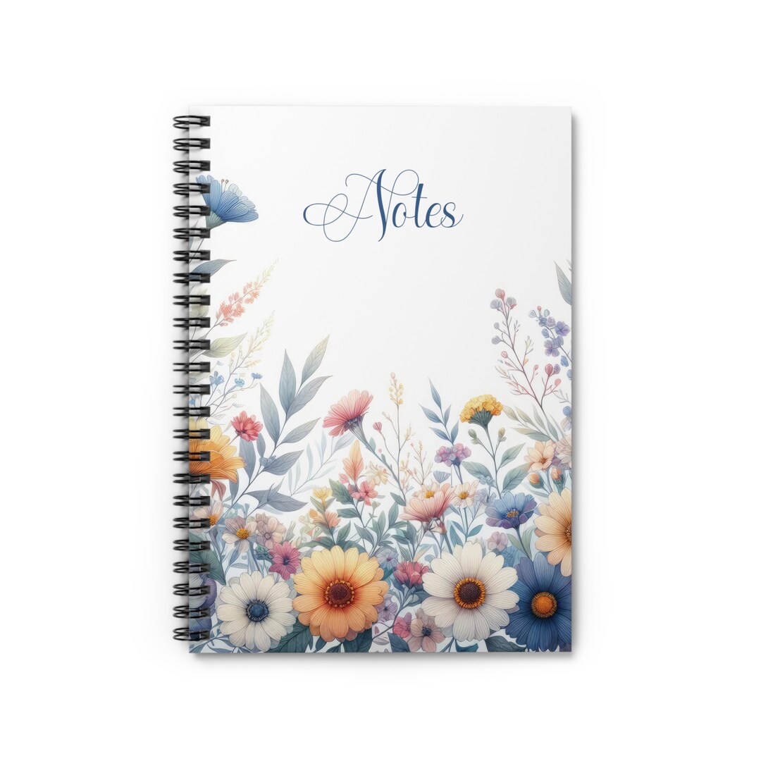 Floral Spiral Notebook, Ruled Line, Journal, Diary, Aesthetic, Flower ...