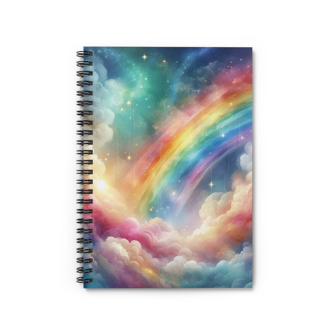 Rainbow Design Spiral Notebook, Ruled Line, Journal, Diary, Aesthetic ...