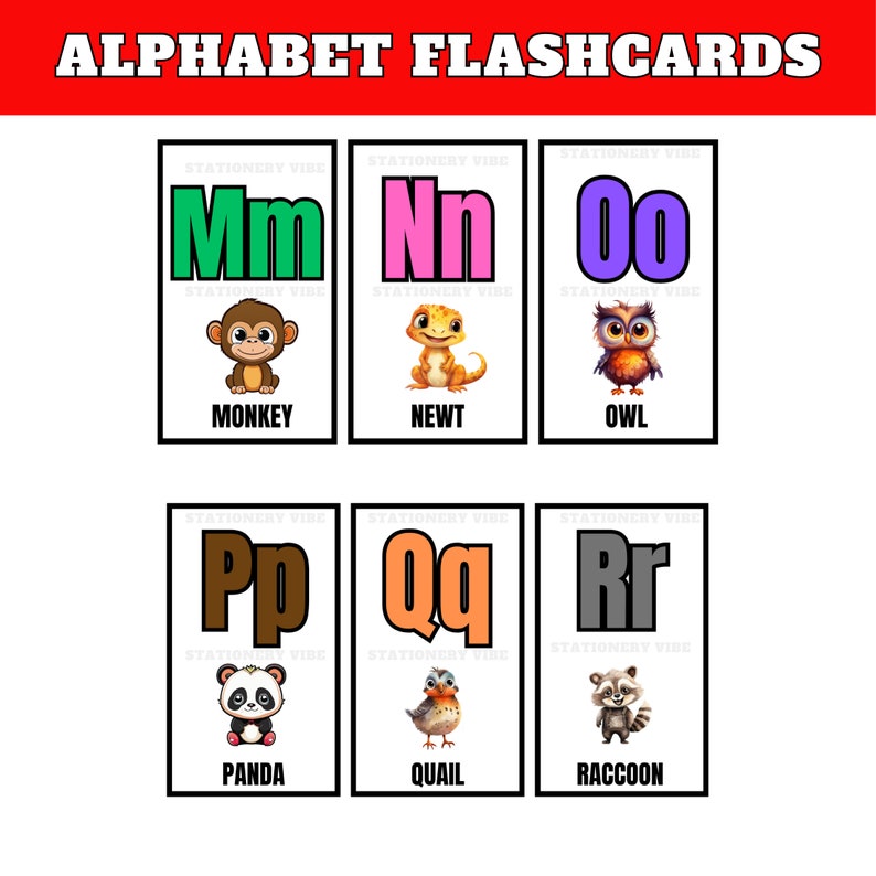 Printable Alphabet Flashcards ABC Animal Flashcards Letter - Etsy