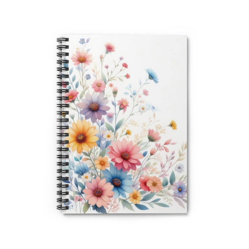 Pastel Flower Spiral Notebook, Ruled Line, Journal, Diary, Aesthetic ...