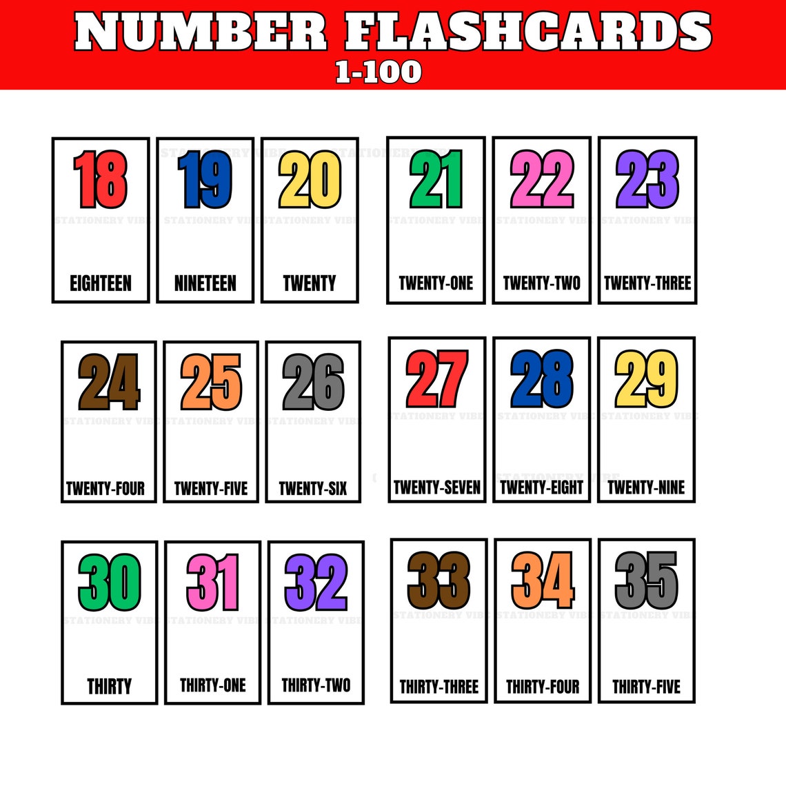 Printable Number Flashcards, Numbers 1-100, Counting Flashcards ...
