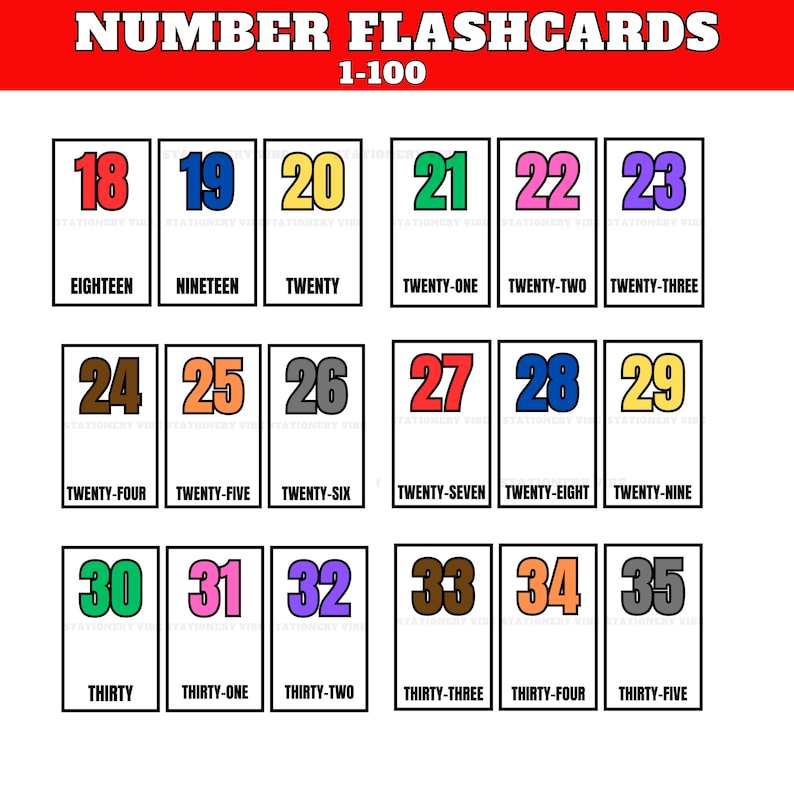 Printable Number Flashcards, Numbers 1-100, Counting Flashcards ...