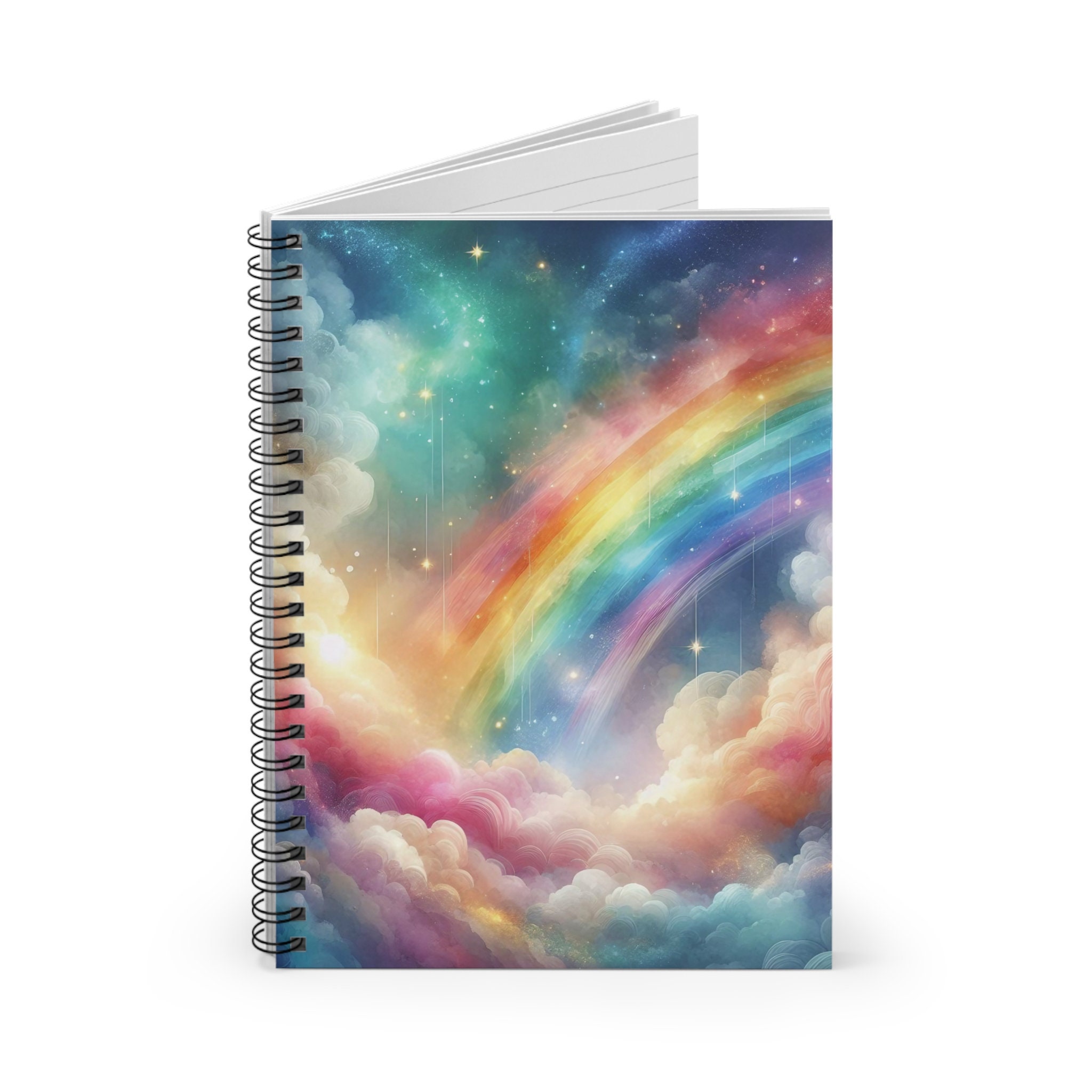 Rainbow Design Spiral Notebook, Ruled Line, Journal, Diary, Aesthetic ...