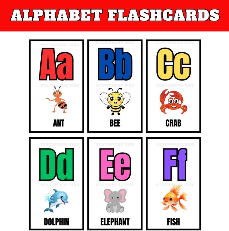 Printable Alphabet Flashcards ABC Animal Flashcards Letter - Etsy