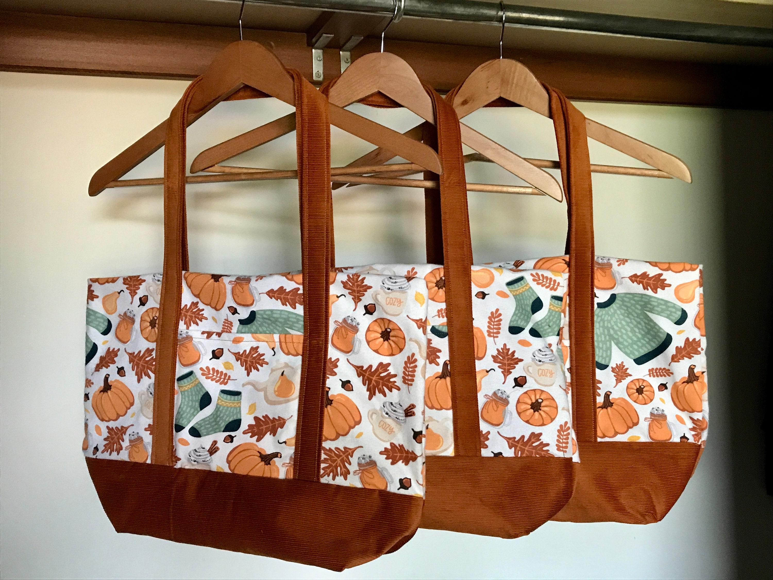 Customizable Fall Tote Bag Orange Tote Bag Autumn Bag - Etsy