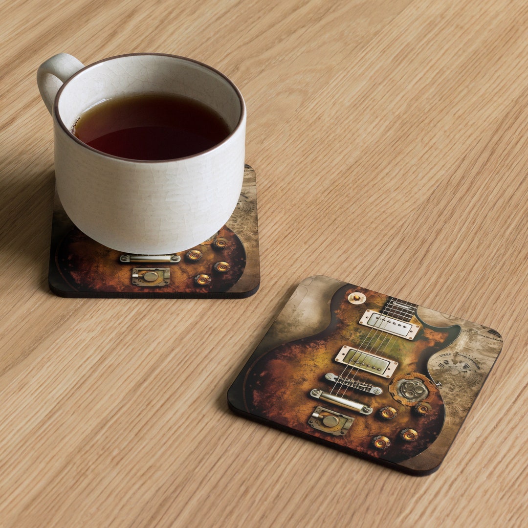 Les Paul Steampunk Cork-back Coaster - Etsy
