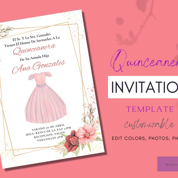 Invitacion Para Quince Anos - Etsy