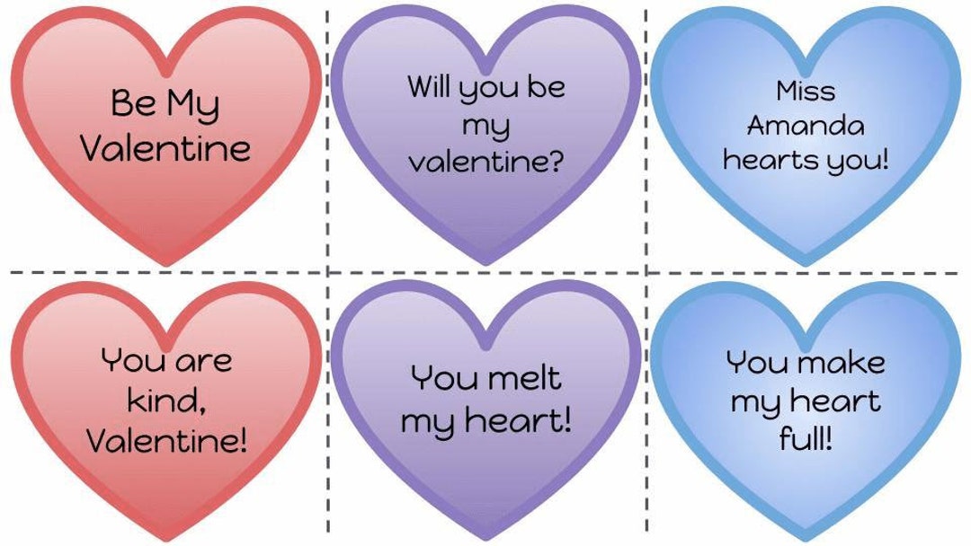 Valentine's Day Hearts - Printable Notes - Lunchbox Notes - Door Notes ...