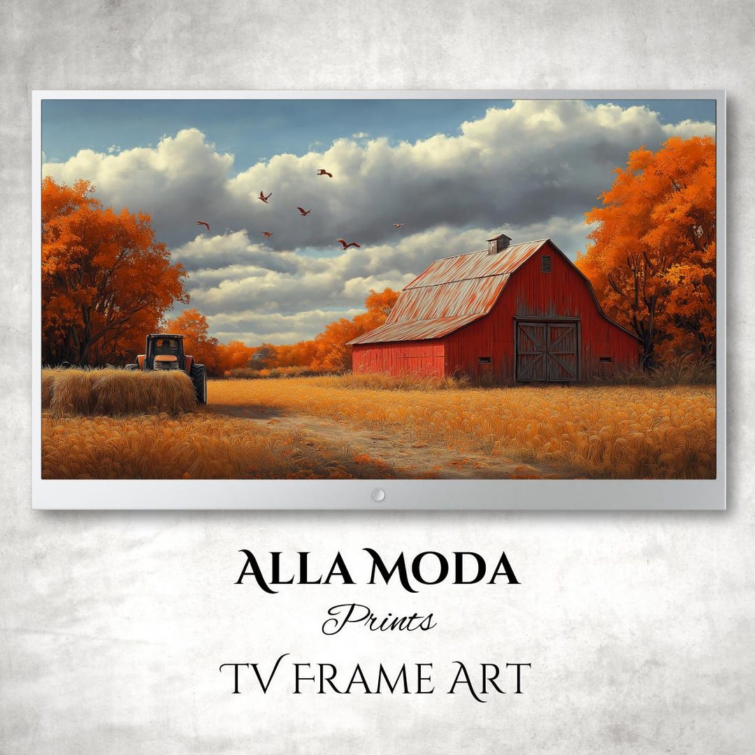 Fall Barn Scene Autumn Country Landscape Rustic Barn Art Farmhouse ...