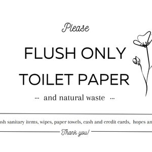 Flush Only Sign - Printable and Editable Sign for Airbnb, VRBO, Rental ...