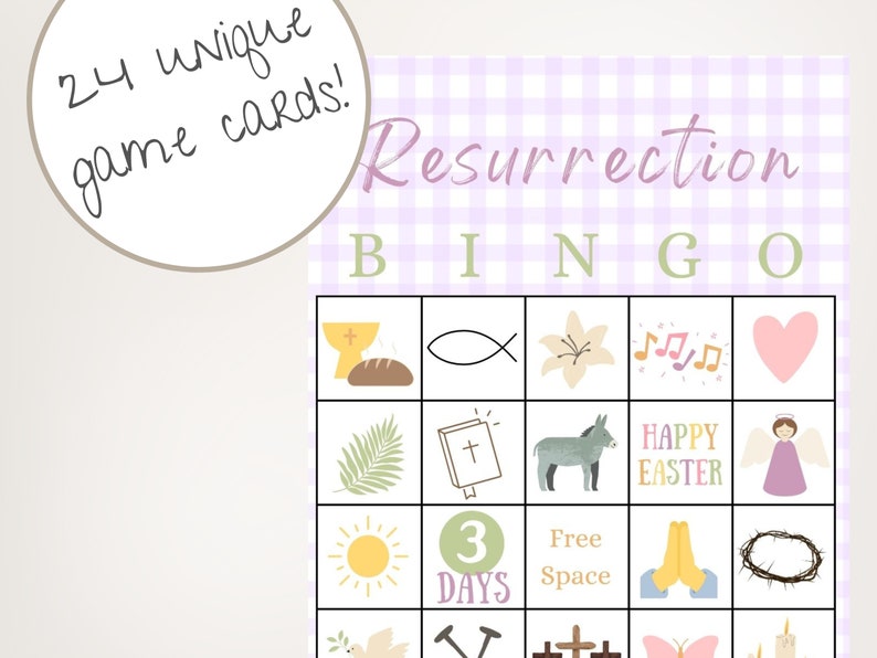 Resurrection Bingo Game Printable Easter Bingo Bible Bingo Sunday ...