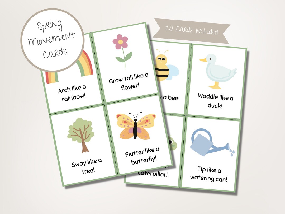 Spring Movement Cards for Kids Preschool Prek Kindergarten Movement ...