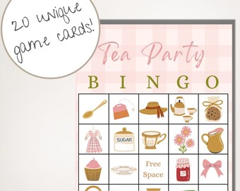 Tea Party Bingo 30 Printable Bingo Game Cards for Girls Birthday ...