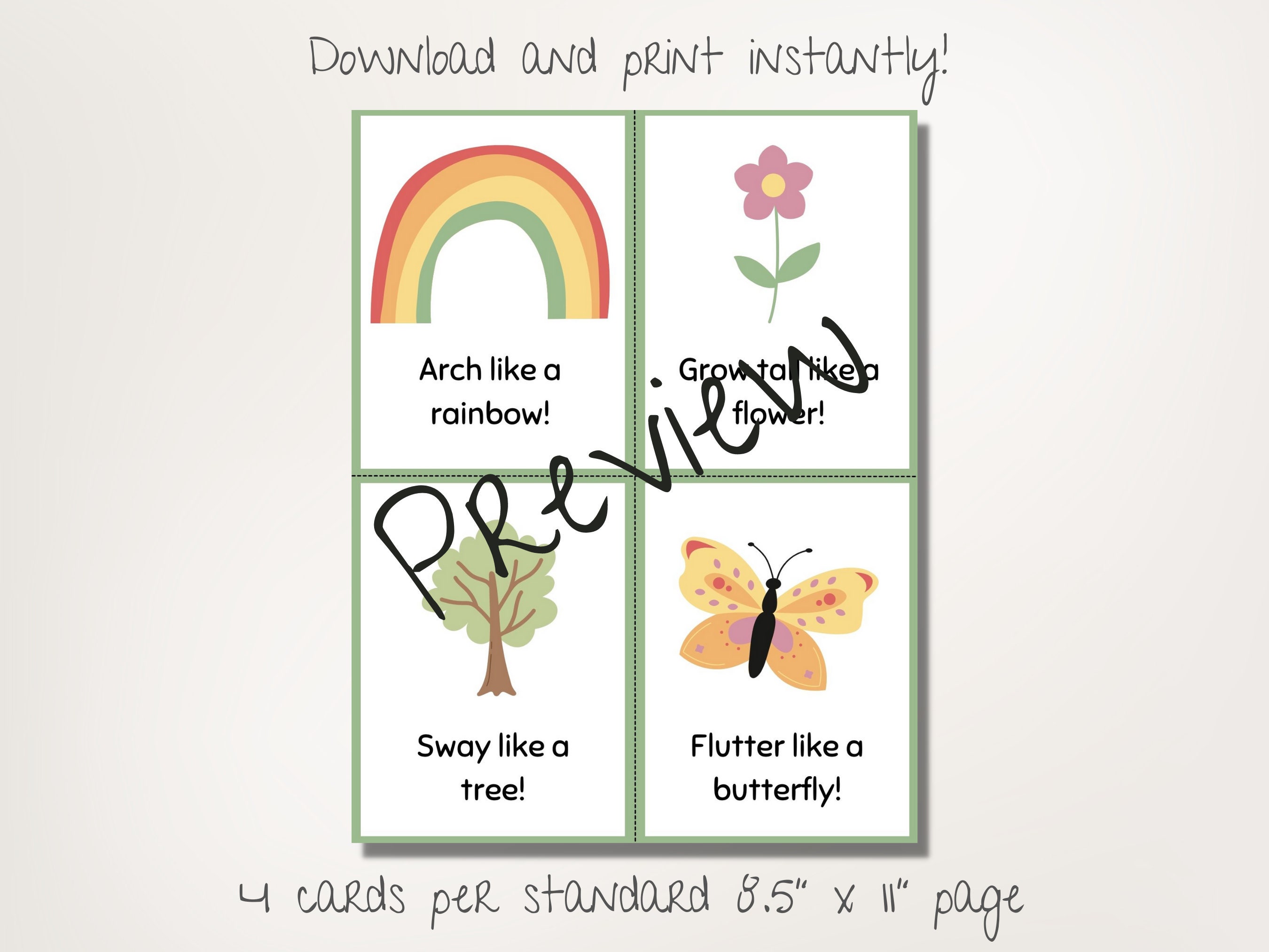 Spring Movement Cards for Kids Preschool Prek Kindergarten Movement ...