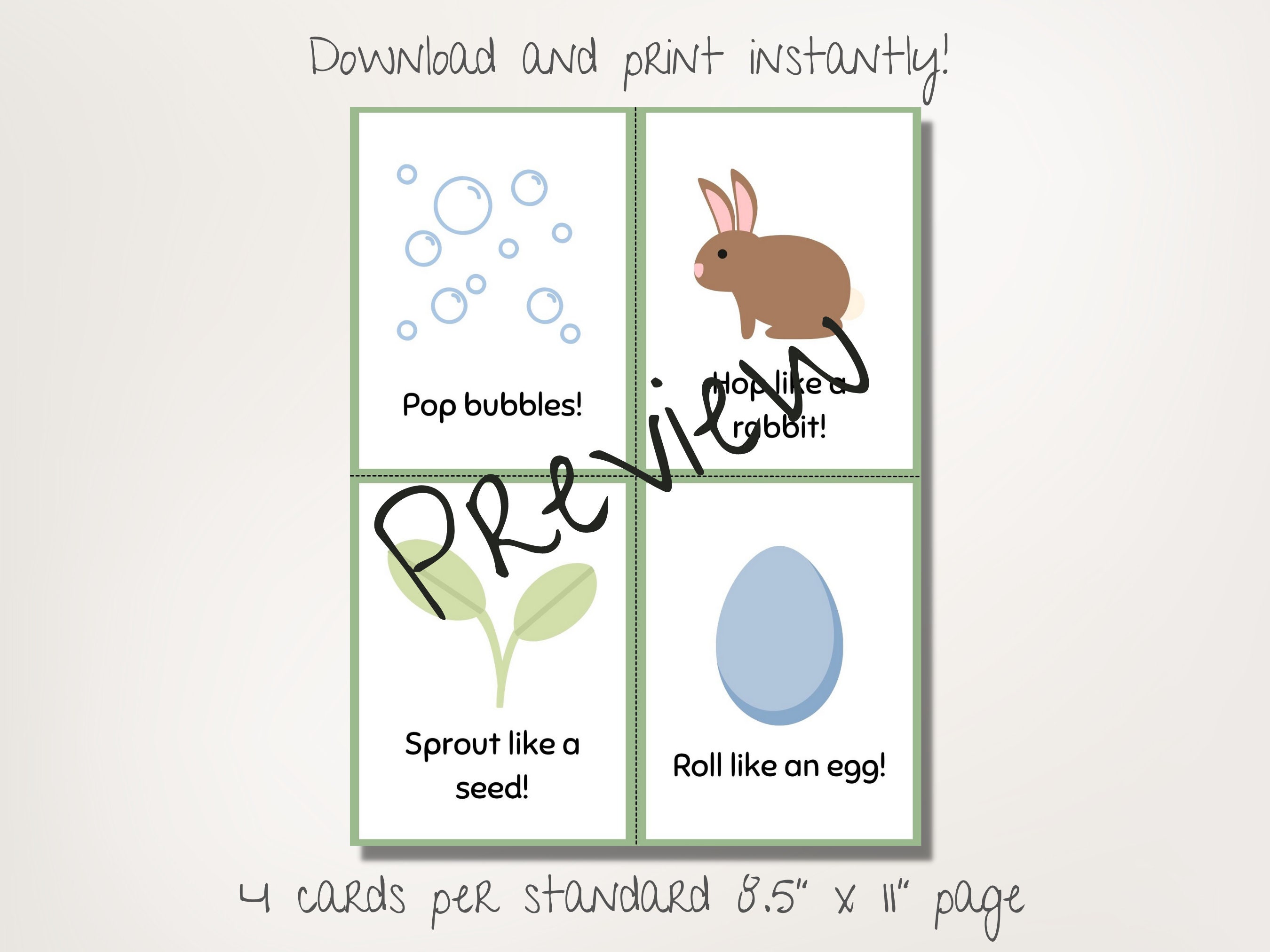 Spring Movement Cards for Kids Preschool Prek Kindergarten Movement ...