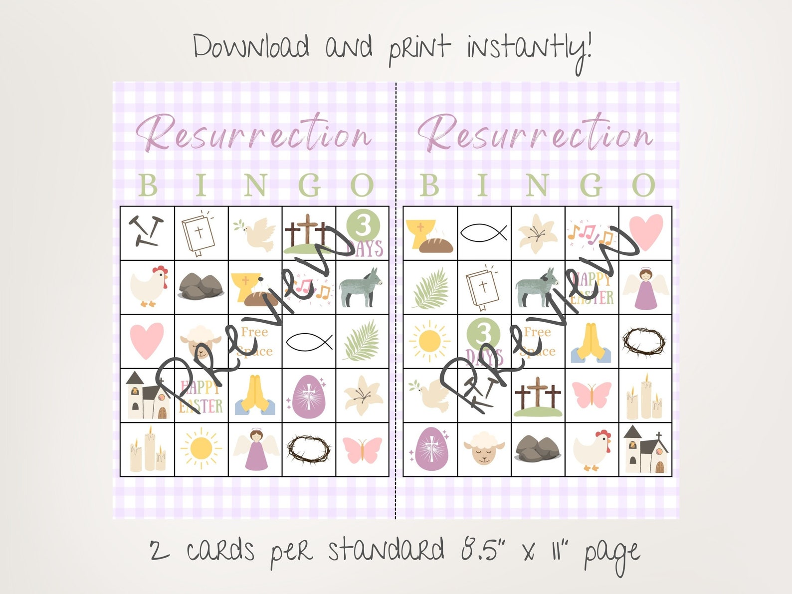 Resurrection Bingo Game Printable Easter Bingo Bible Bingo Sunday ...