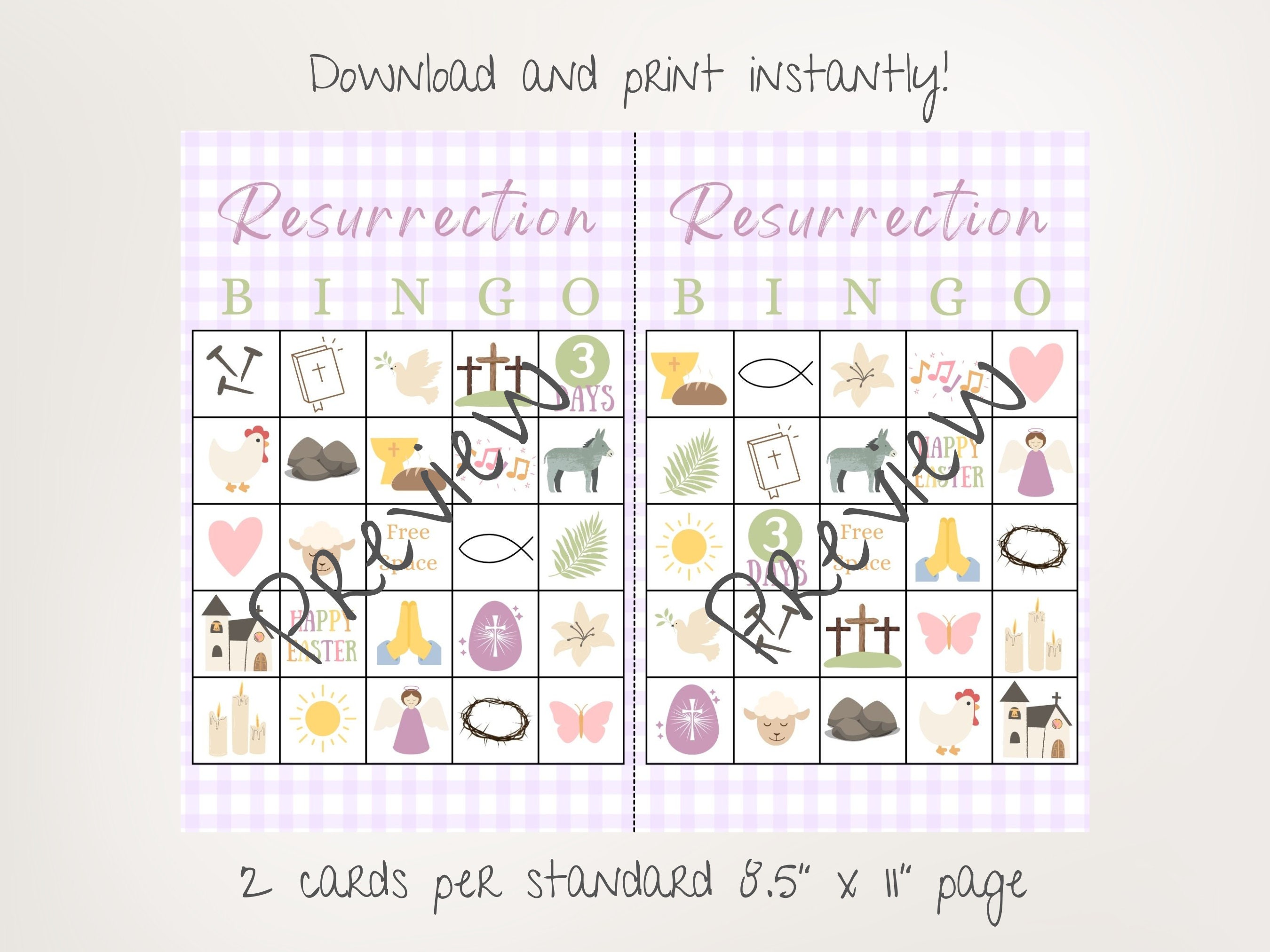 Resurrection Bingo Game Printable Easter Bingo Bible Bingo Sunday ...
