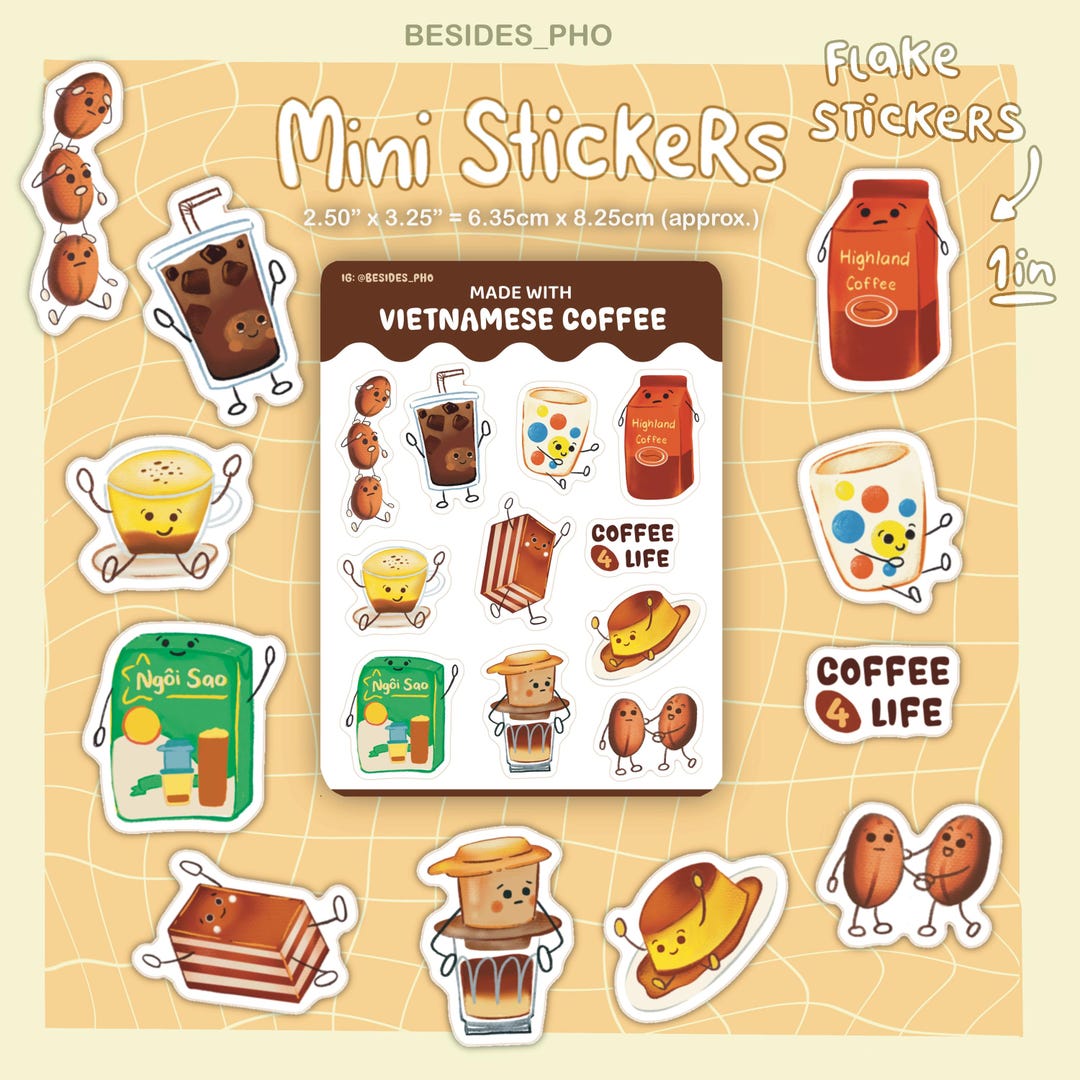Vietnamese Food Sticker Sheets Vietnamese Coffee, Flake Stickers, Asian ...