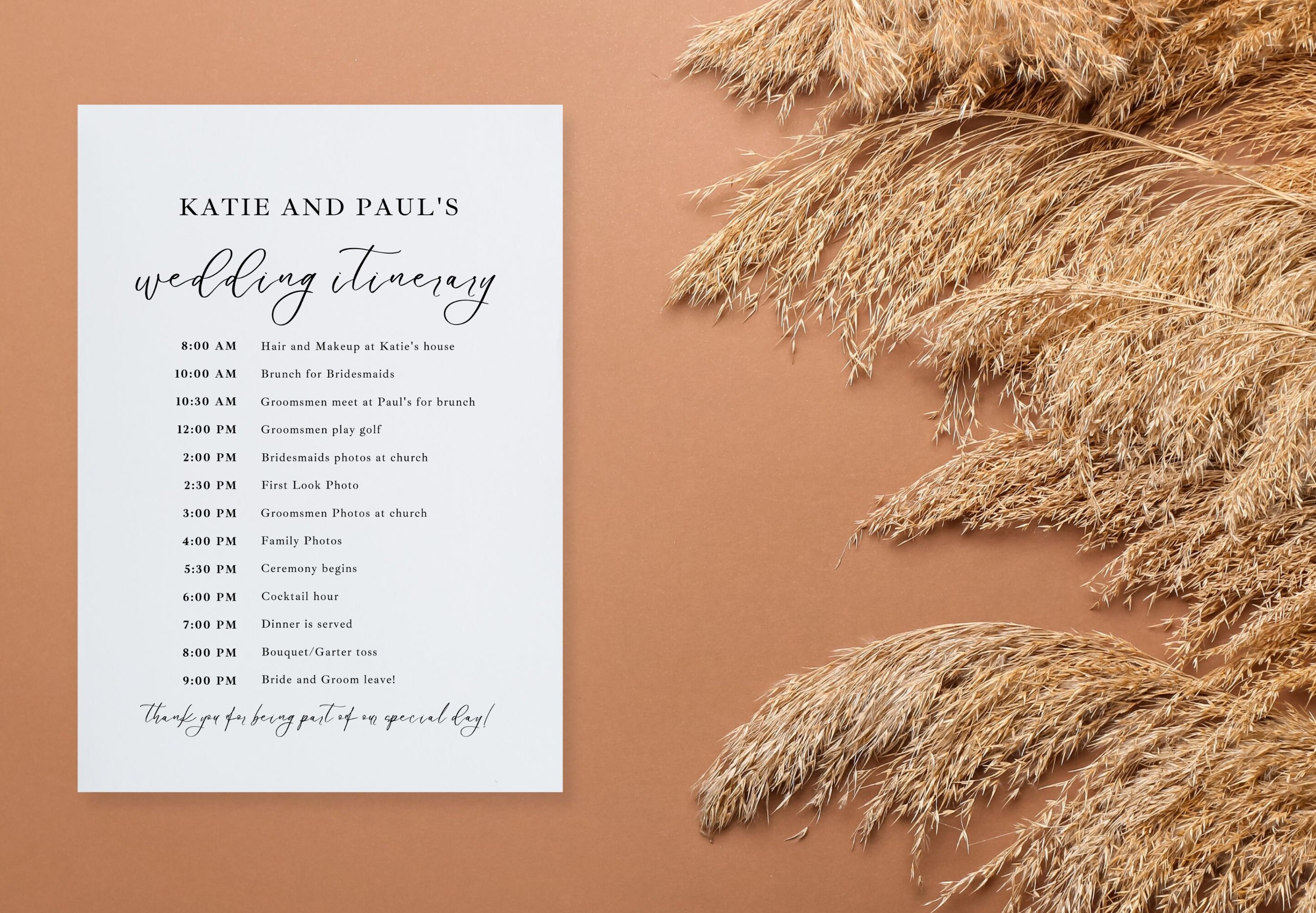 Elegant Wedding Timeline Template | Bridal Party Timeline | Wedding ...