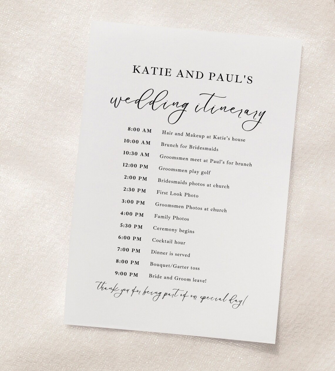 Elegant Wedding Timeline Template Bridal Party Timeline - Etsy