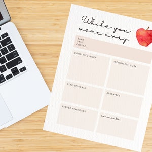 Middle/high School Substitute Teacher Notemultiple Class Substitute ...