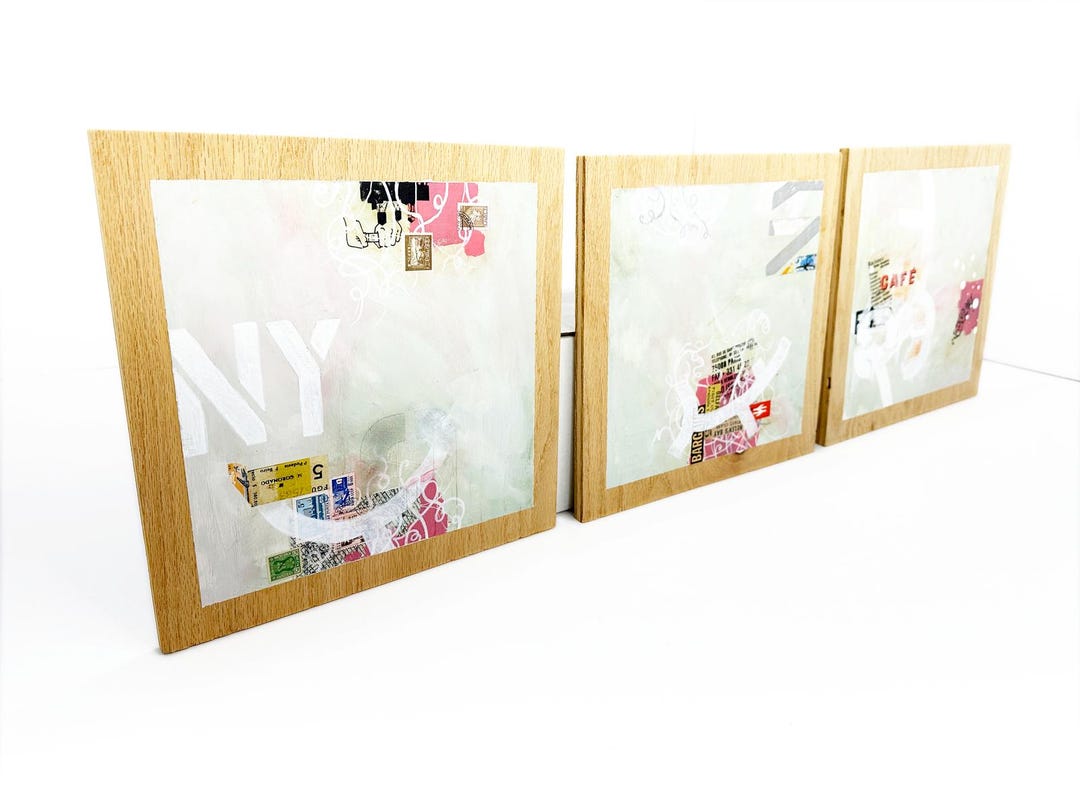 Lowbrow Mixed Media Collage 3-panel Triptych Painted Urban Street World ...