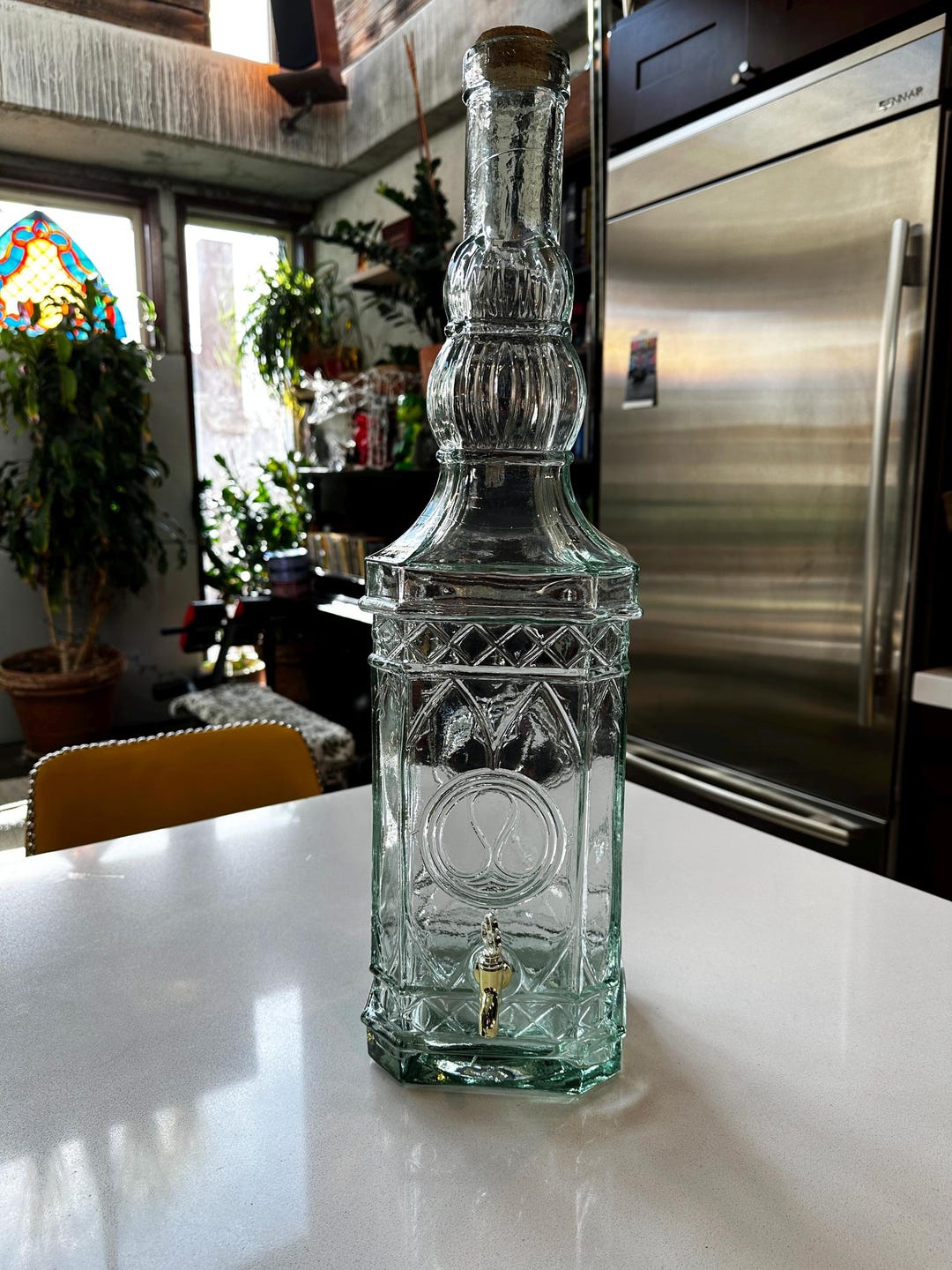 LARGE 24" Pressed Glass Decanter Infusion Bottle C1990-2000 Never Used ...