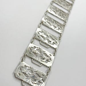 Antique Silver Nurse Belt Plated Filagree Panel Chain Vintage Waist ...