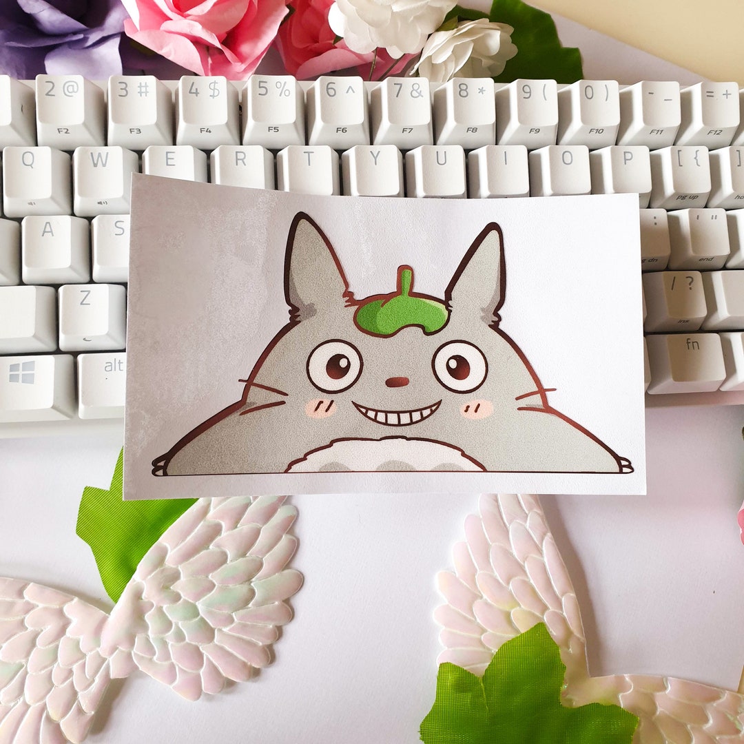 Tanuki Neko Peeker Cute Fluffy Bumper Sticker UV Resistant Anime Art ...