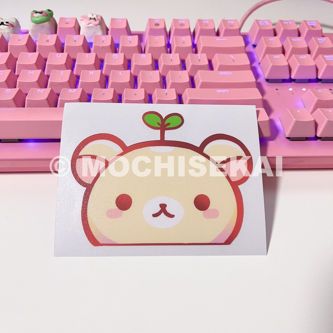 White Kuma Bear Peeker | Cute Car Decal | Animal Hoodie Waterproof ...