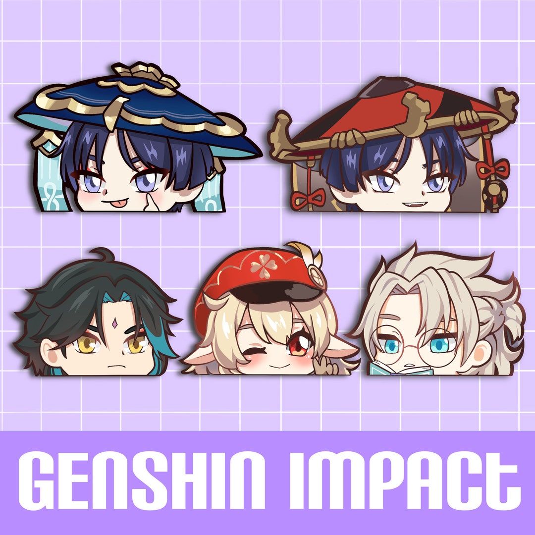 Genshin Peekers Cute Genshin Impact Car Decal Klee Xiao Albedo ...
