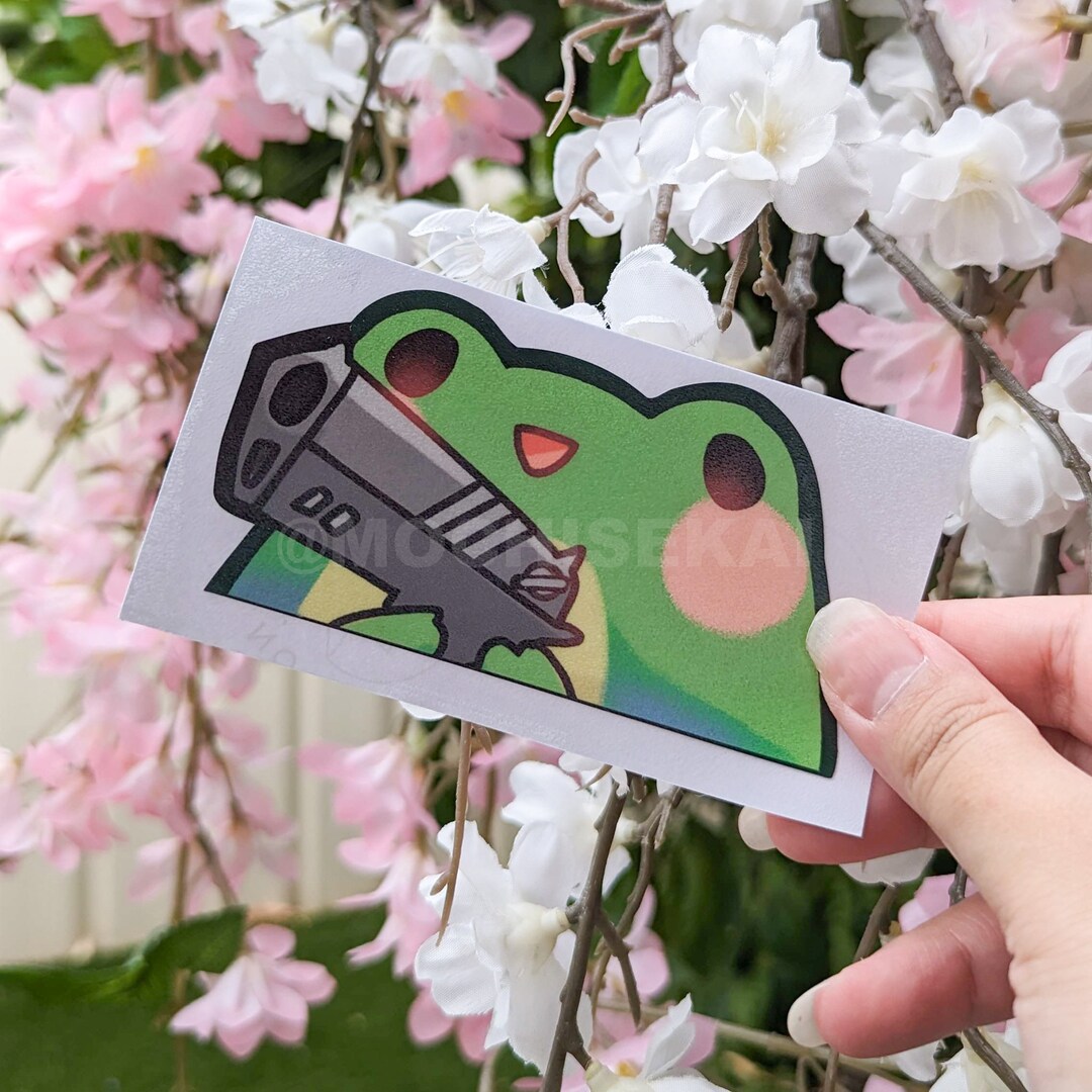 Gun Frog Peeker Stickers Toad Car Decal Cute Question Mark Peeker ...