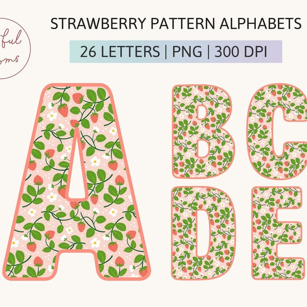 Strawberry Alphabet Clipart - Etsy