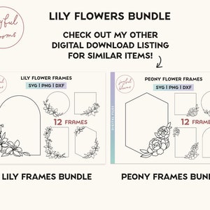 Hand-drawn Lily Flowers Bundle SVG PNG DXF, Boho Floral Line Art ...